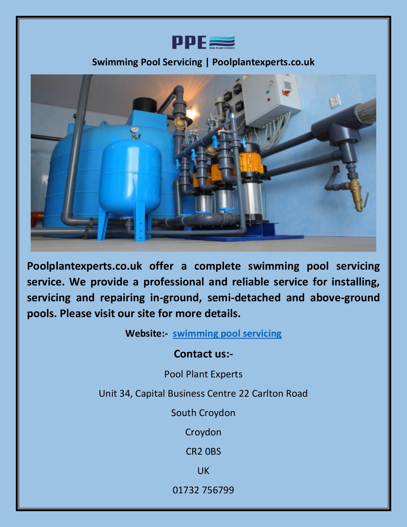 Swimming Pool Servicing | Poolplantexperts.co.uk - Pool plant Experts ...
