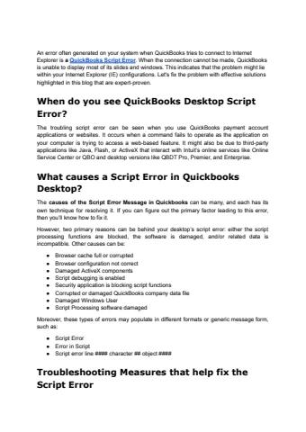 QuickBooks Script Error Troubleshooting – Quick Methods