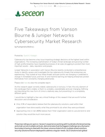 Five Takeaways from Vanson Bourne & Juniper Networks Cybersecurity Market Research