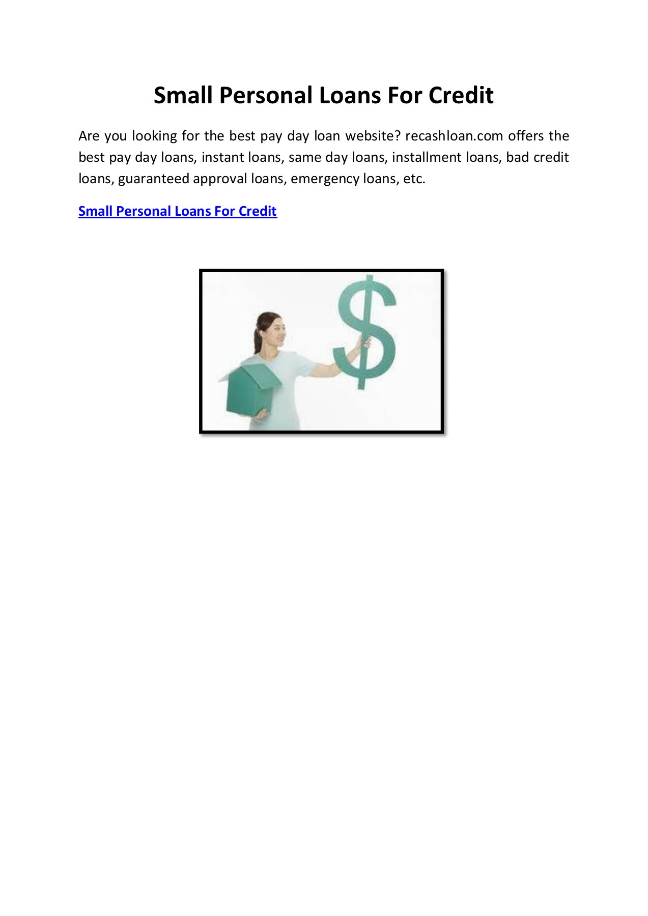 Small Personal Loans For Credit - recashloan - Page 1 - 1 | Flip PDF ...