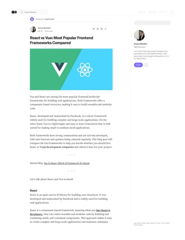 React vs Vue - Most Popular Frontend Frameworks Compared