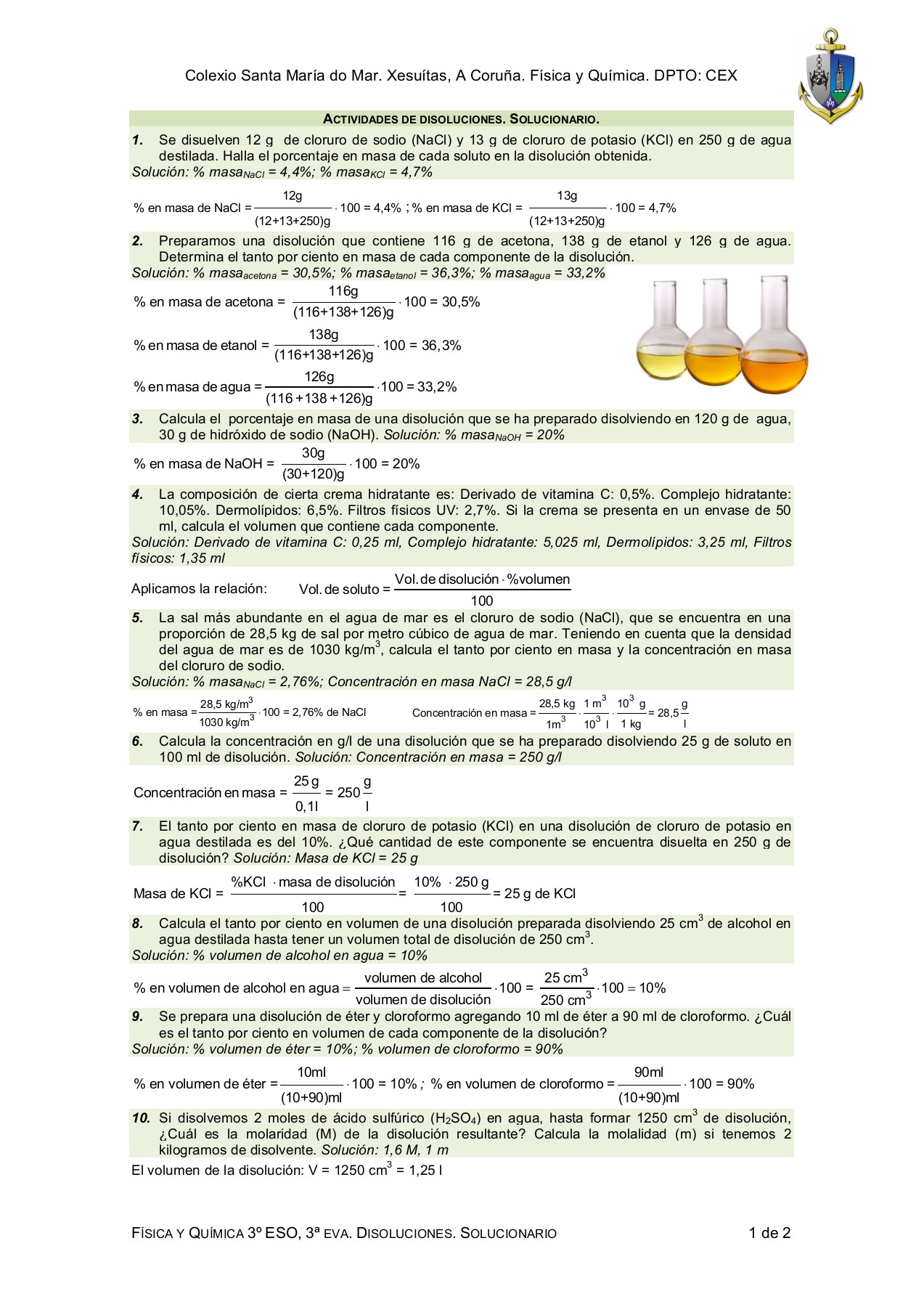 Actividades disoluciones y concentración FyQ Sol - Martha Patricia Cuautle Flores - Páxina 1 - 2 ...