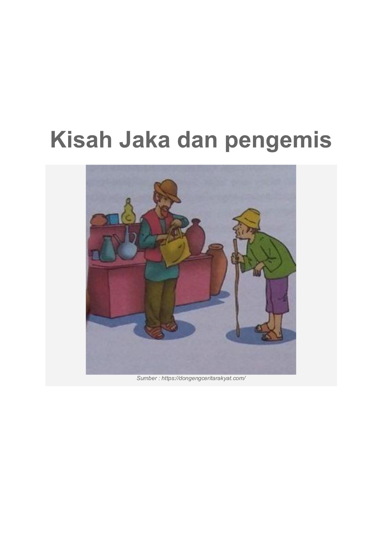 Kisah Jaka dan pengemis - SD Negeri Tanjunganom - Halaman 1 - 2 | PDF ...