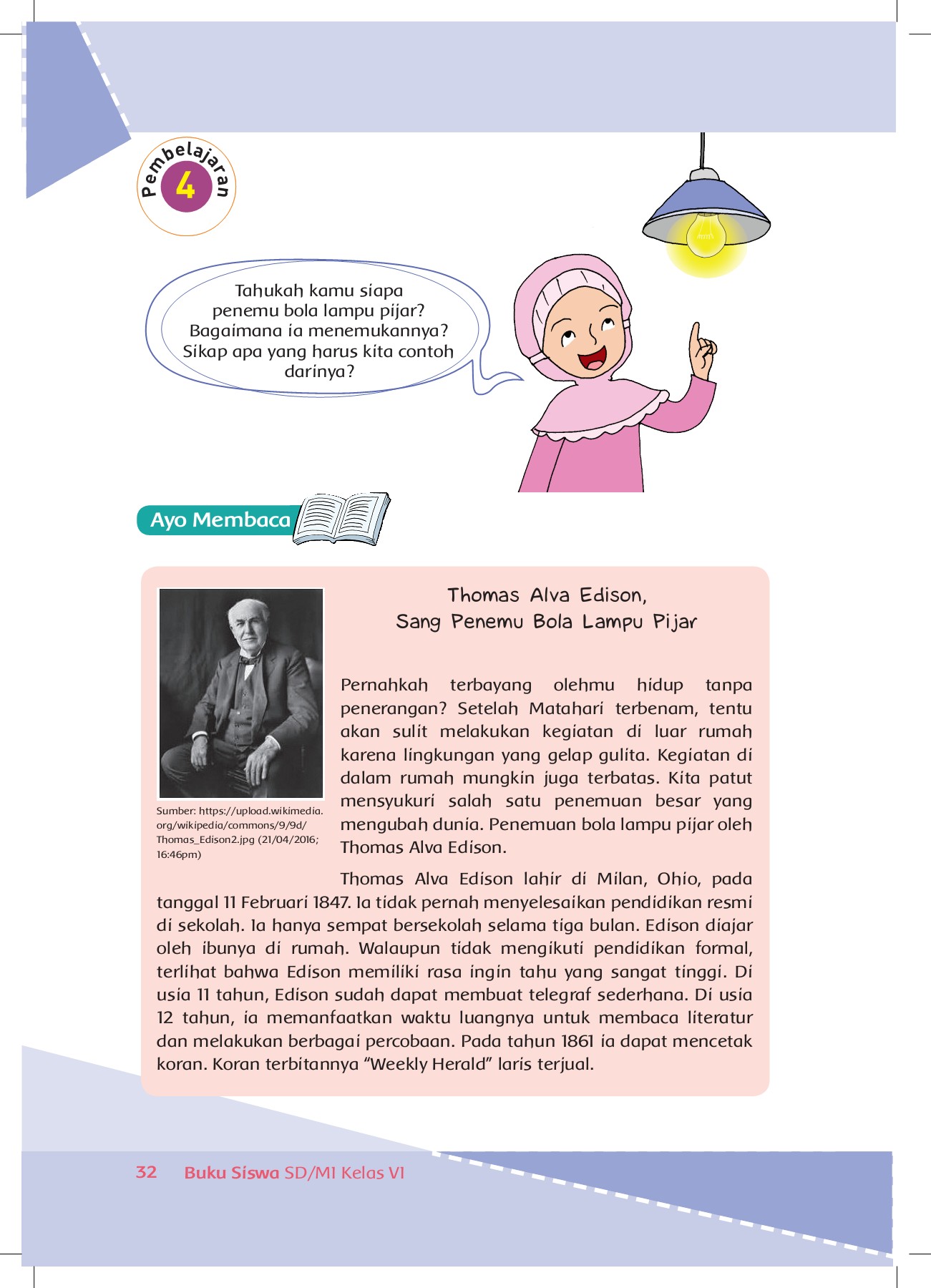 Buku Siswa Kelas 6 Tema 3 Revisi 2018_Tokoh dan Penemuan - SD Negeri Tanjunganom - Halaman 38 ...