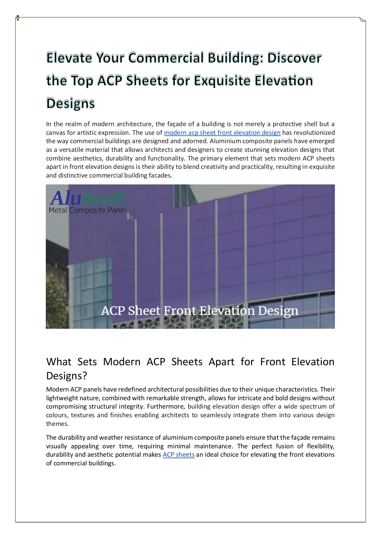 Explore the ACP Sheets for Modern Front Elevation Designs - Aludecor ...