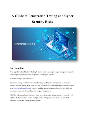 A Guide to Penetration Testing and Cyber Security Risks - TFT Marketing ...