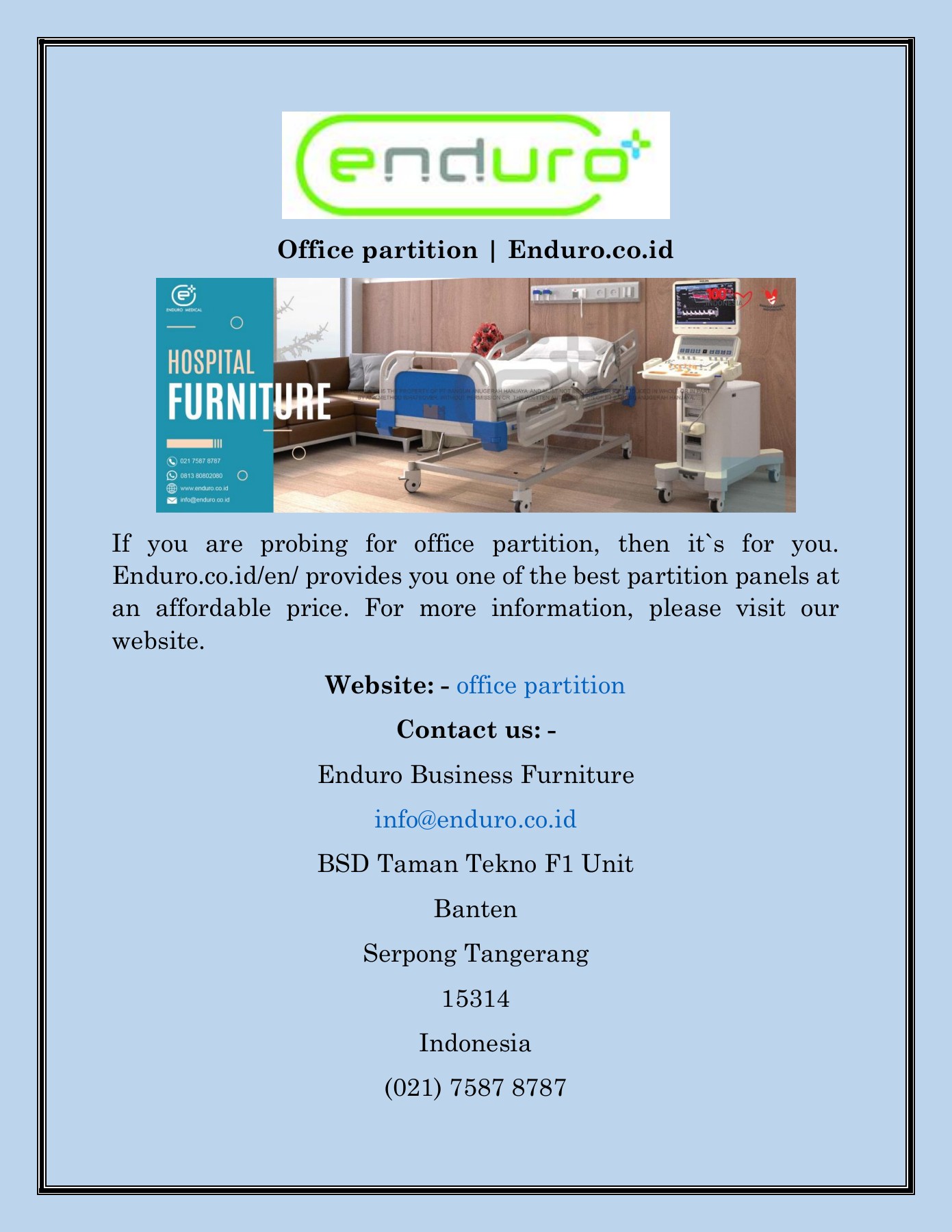 Office partitio Enduro.co.id - Enduro Business Furniture - Page 1 - 1 | Flip PDF Online | PubHTML5