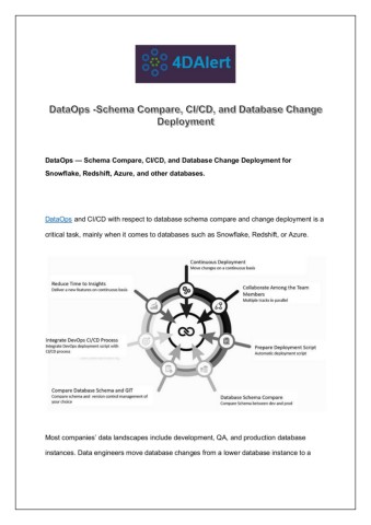 DataOps -Schema Compare, CICD, and Database Change Deployment