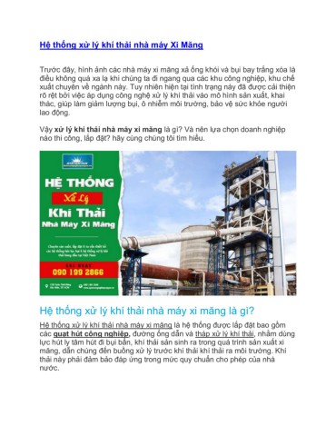 Hệ thống xử lý khí thải xi măng