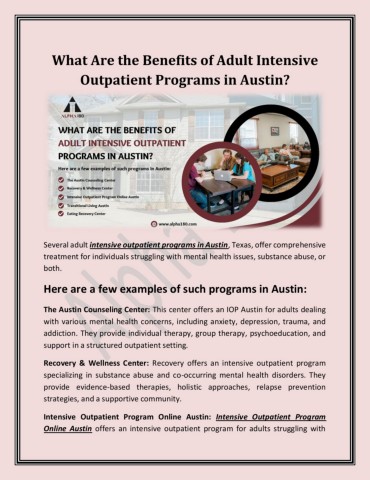 What Are the Benefits of Adult Intensive Outpatient Programs in Austin
