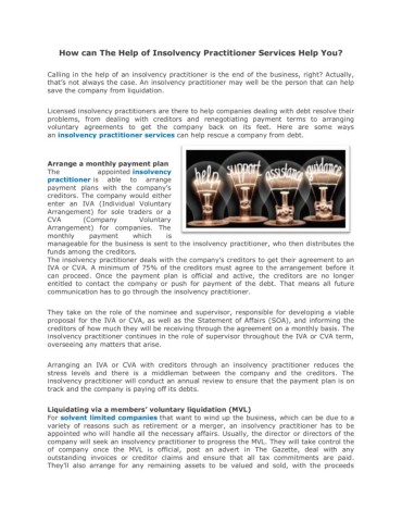 How can The Help of Insolvency Practitioner Services Help You
