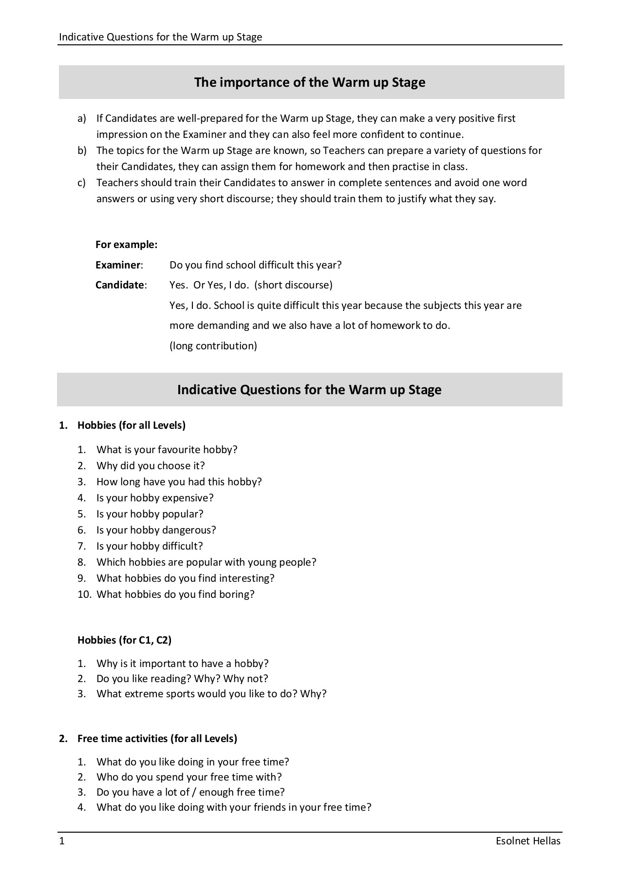 speaking- WARM-UP STAGE - Mary Papa - Page 1 - 4 | Flip PDF Online ...