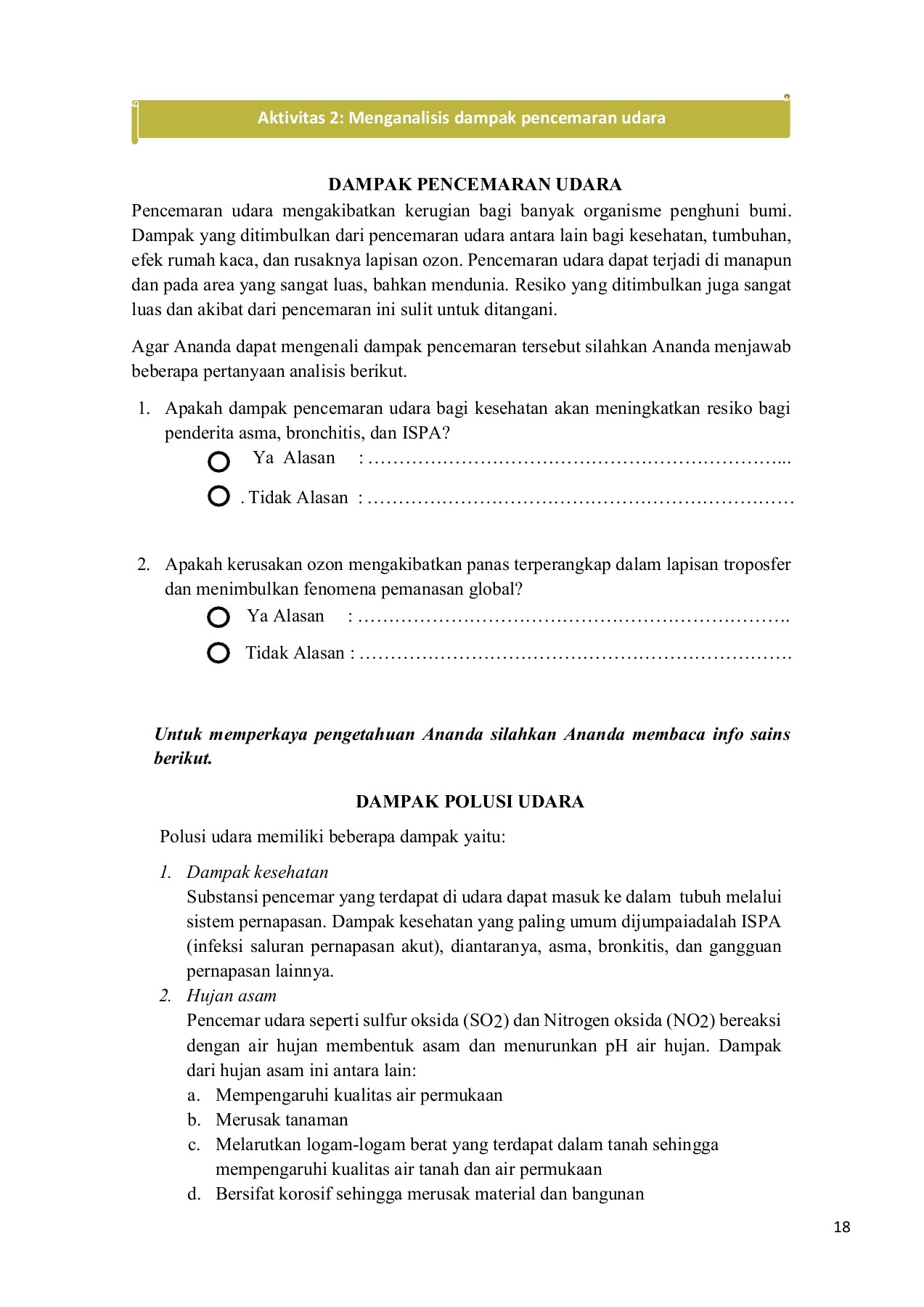 Materi Bahan Ajar Kelas 7. Pencemaran Lingkungan - Yuyun Dwi Nurana Suyatni - Kaca 21 | PDF ...