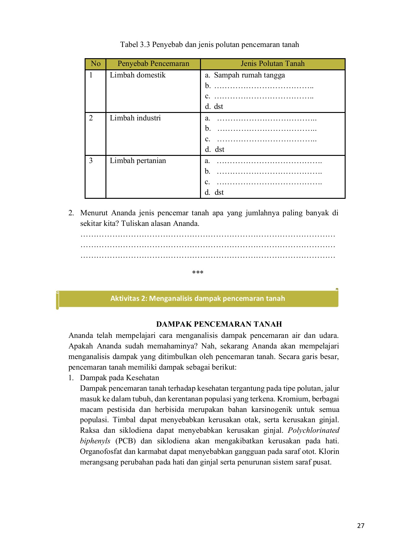 Materi Bahan Ajar Kelas 7. Pencemaran Lingkungan - Yuyun Dwi Nurana Suyatni - Kaca 30 | PDF ...