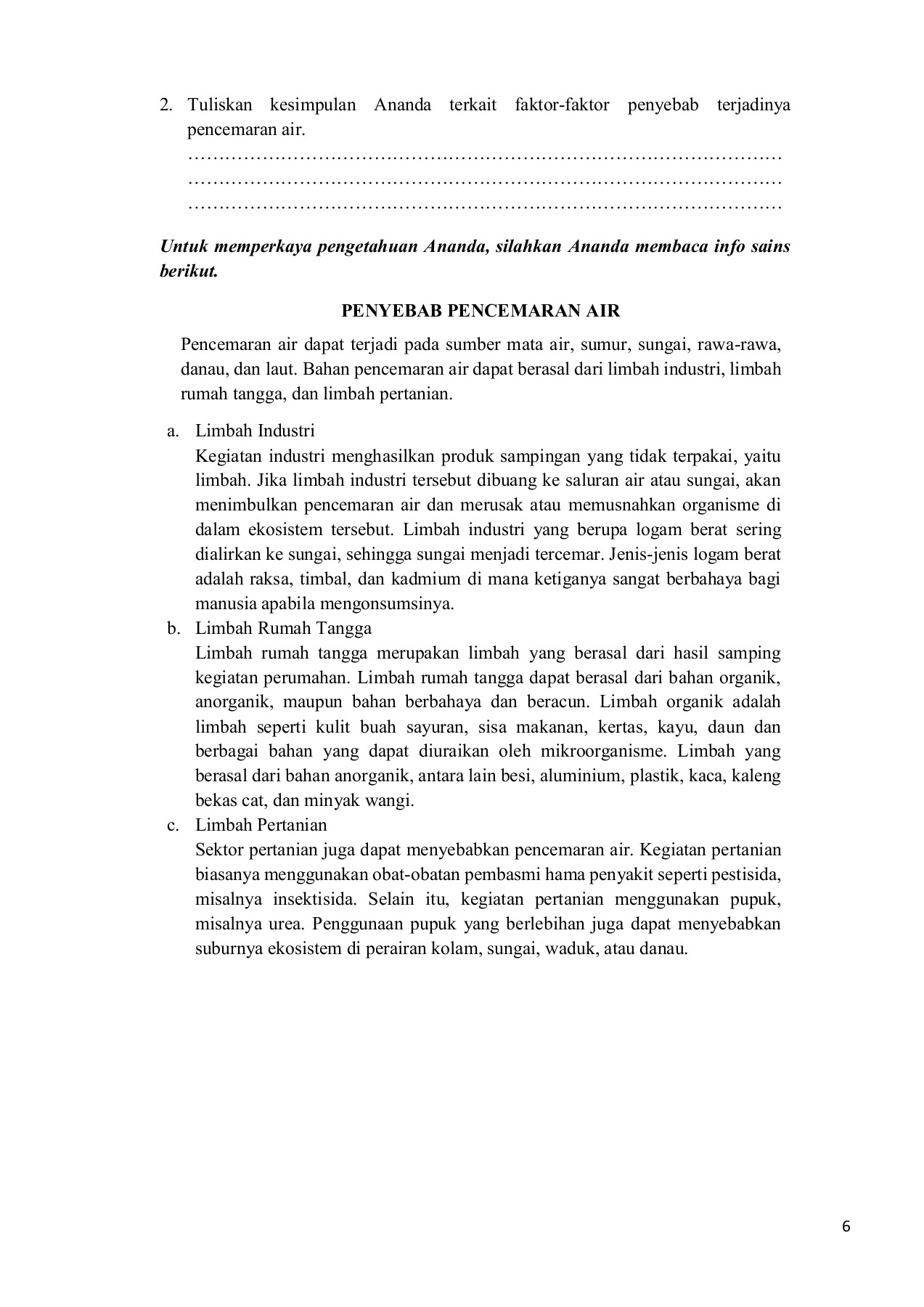 Materi Bahan Ajar Kelas 7. Pencemaran Lingkungan - Yuyun Dwi Nurana Suyatni - Kaca 9 | PDF ...