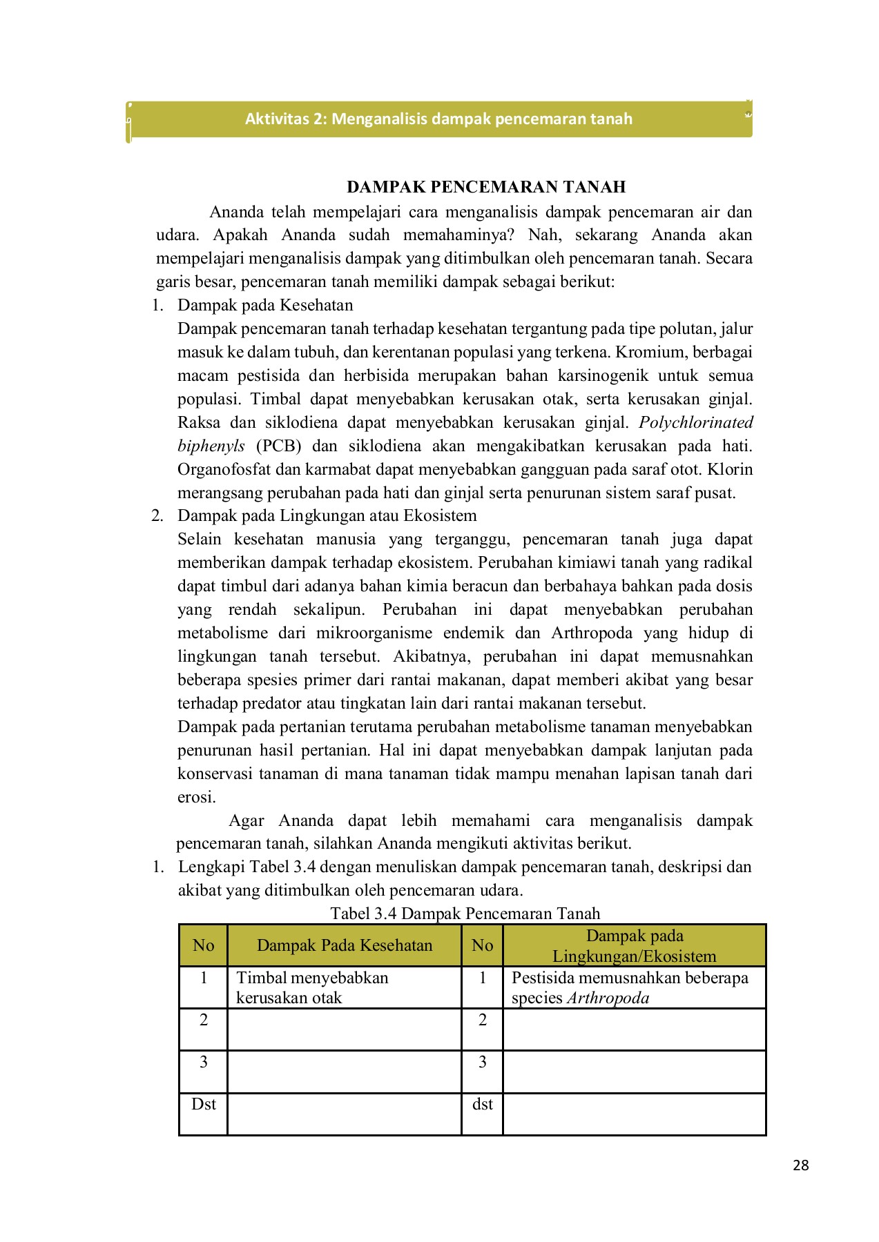 Materi Ajar Kelas VII SMP_ Pencemaran Lingkungan - Yuyun Dwi Nurana Suyatni - Kaca 31 | PDF ...