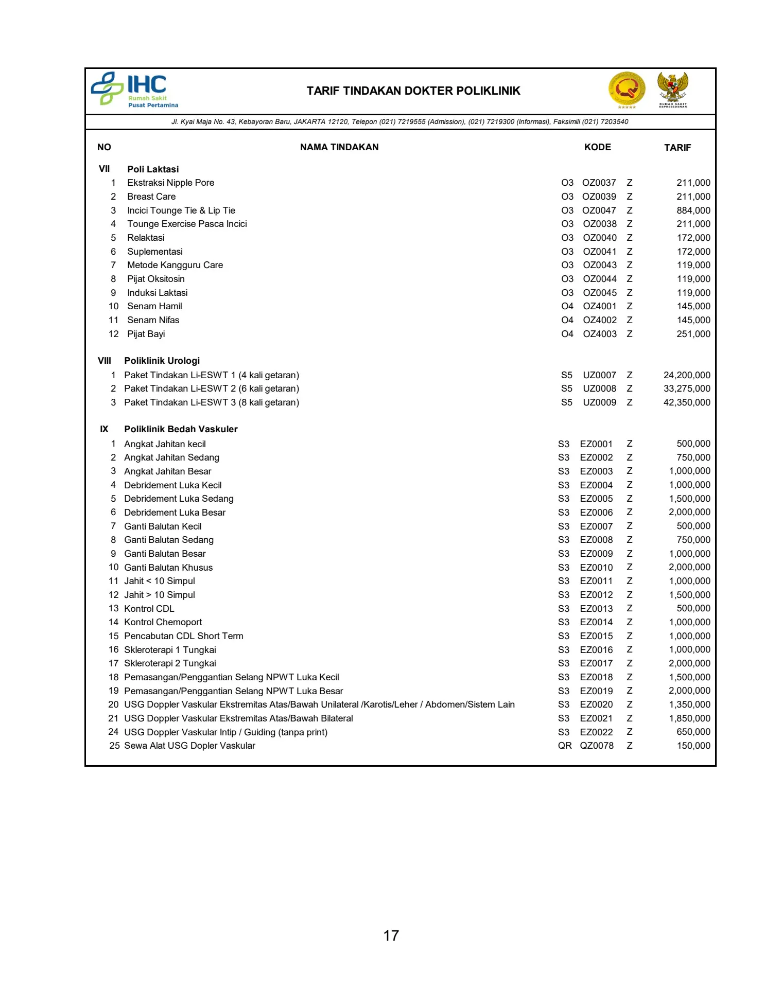 BUKU TARIF IHC RSPP 2024 - sosmed rspp - Halaman 22 | PDF Online | PubHTML5