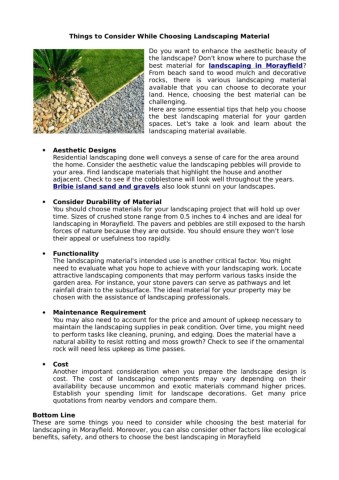 Things to Consider While Choosing Landscaping Material