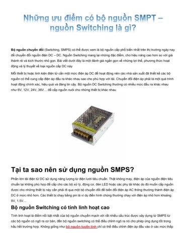 Những ưu điểm của bộ nguồn SMPS - nguồn Switching là gì?