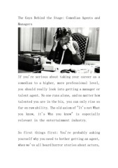 The Guys Behind the Stage: Comedian Agents and Managers - jean - Page 1 ...