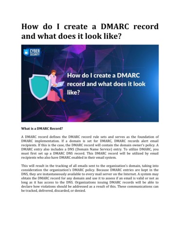 How do I create a DMARC record and what does it look like - Ariya Rathi ...