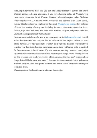 Walmart free shipping, 20% off coupon and promo codes