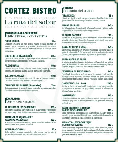Menú Hotel Cortez