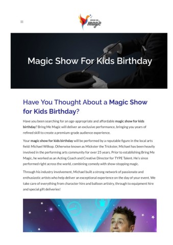 Magic Show For Kids Birthday - Bring me magic - Page 1 - 8 | Flip PDF ...
