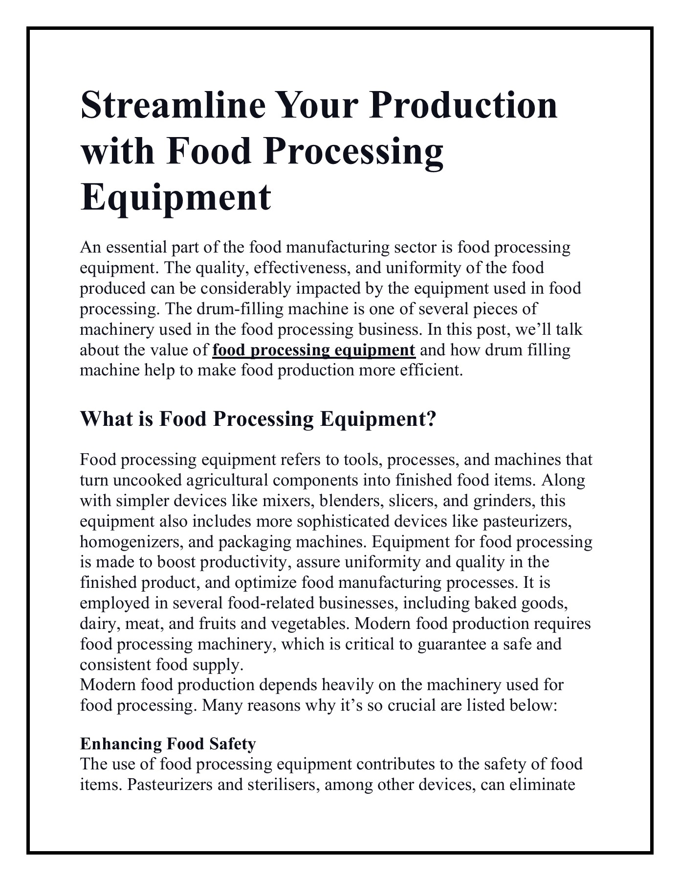 Streamline Your Production with Food Processing Equipment - KSE ...