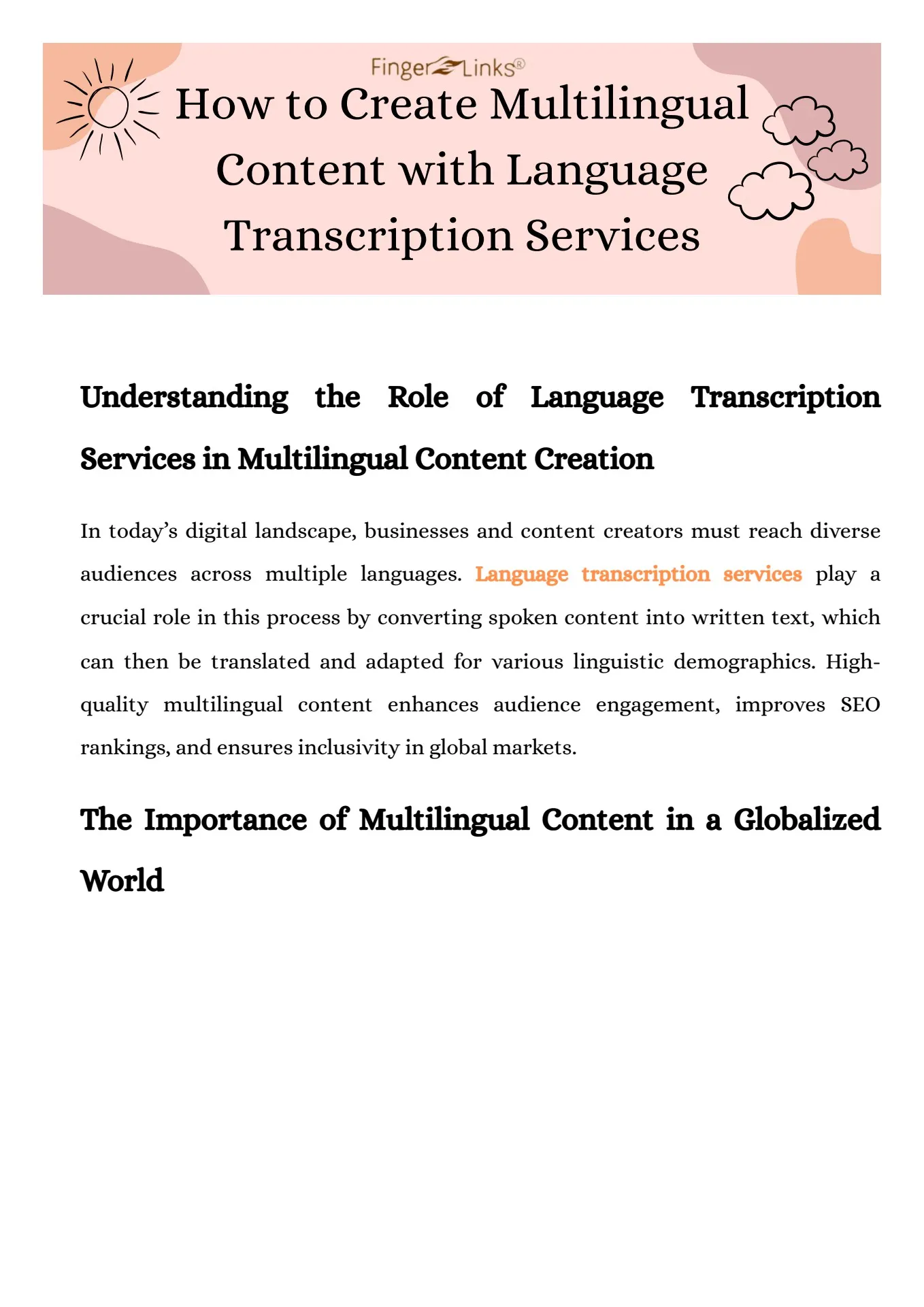 How to Create Multilingual Content with Language Transcription Services ...