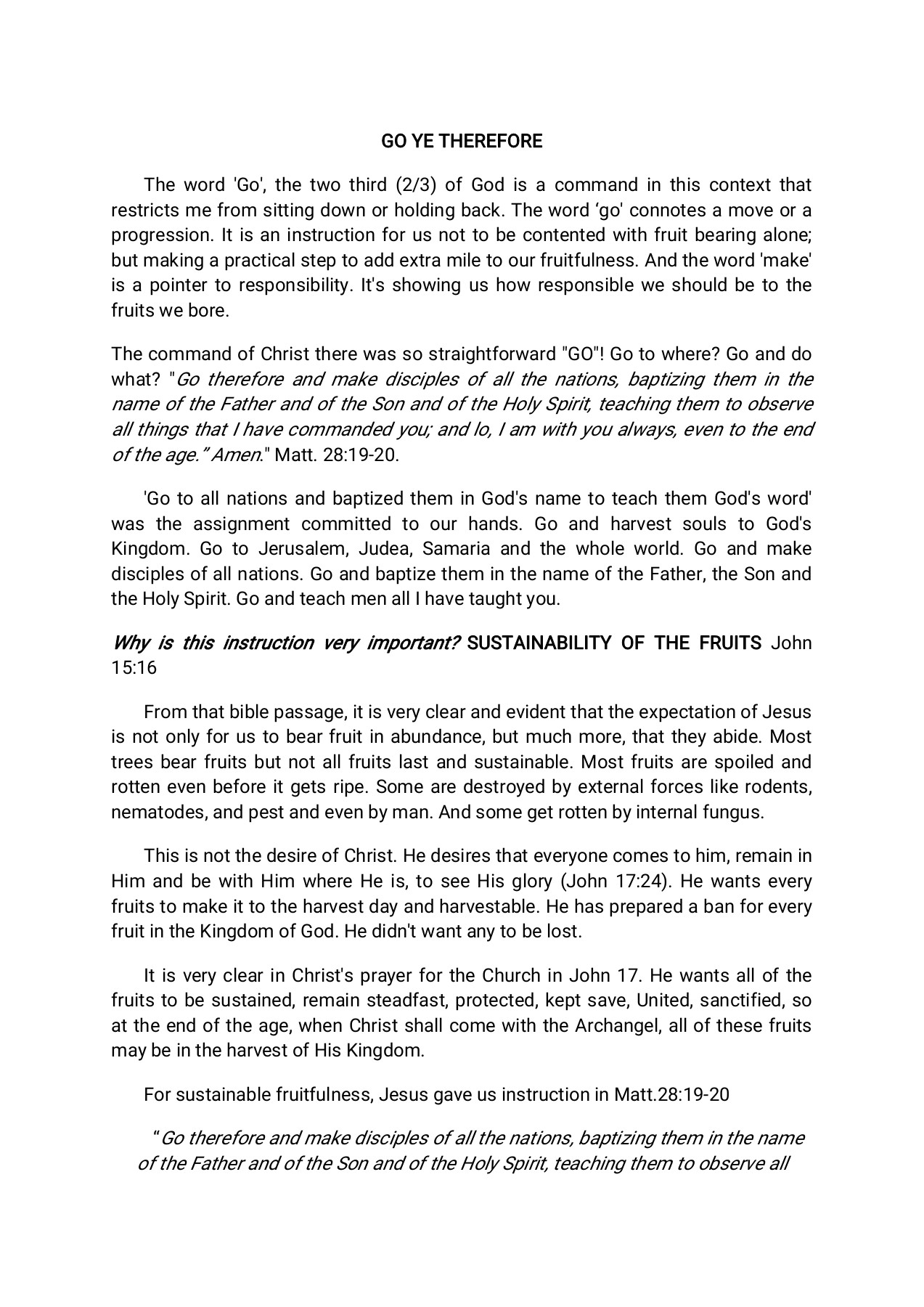 go ye therefore - fiasatofagato - Page 1 - 6 | Flip PDF Online | PubHTML5