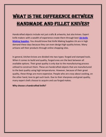 What is The Difference Between Handmade And Fillet Knives