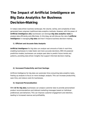 The Impact of Artificial Intelligence on Big Data Analytics for ...