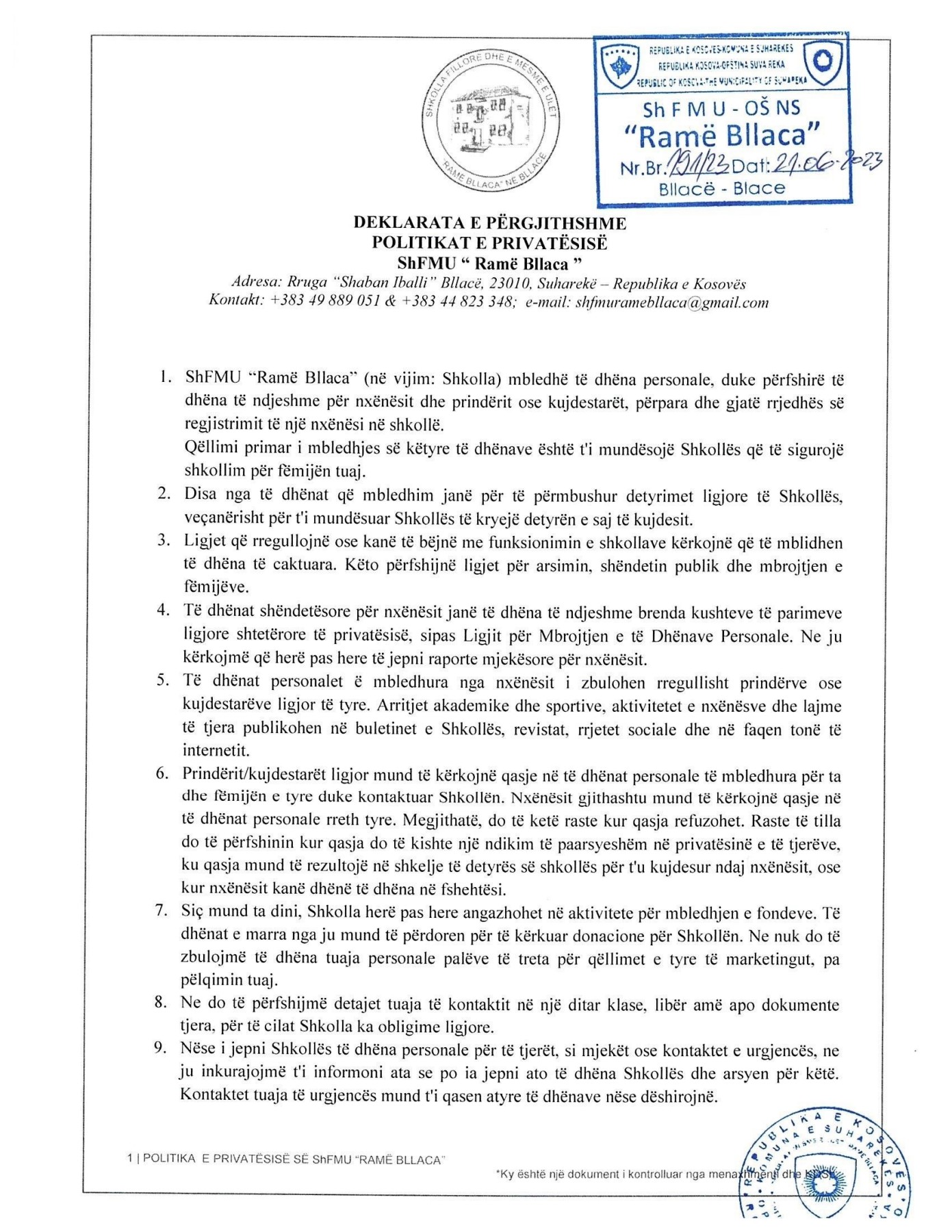 RREGULLORE POLITIKAT E PRIVATËSISË - Rame Bllaca - Page 1 - 9 | Flip ...