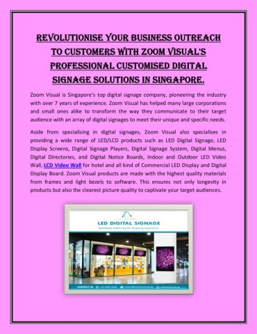 Revolutionise your business outreach to customers with Zoom Visual's ...