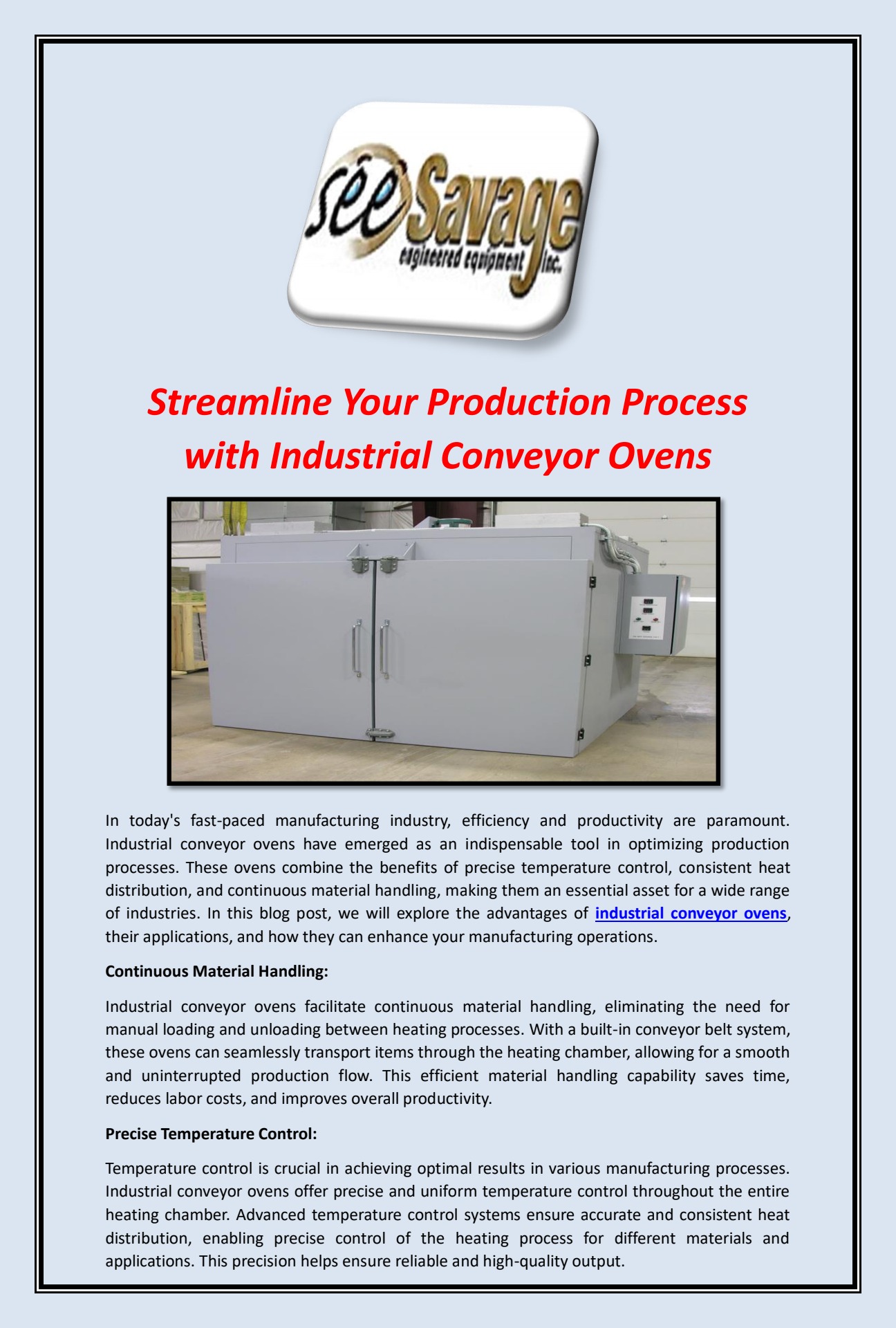 Streamline Your Production Process with Industrial Conveyor Ovens ...
