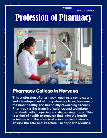 Profession of Pharmacy - Top Pharmacy Colleges in Haryana