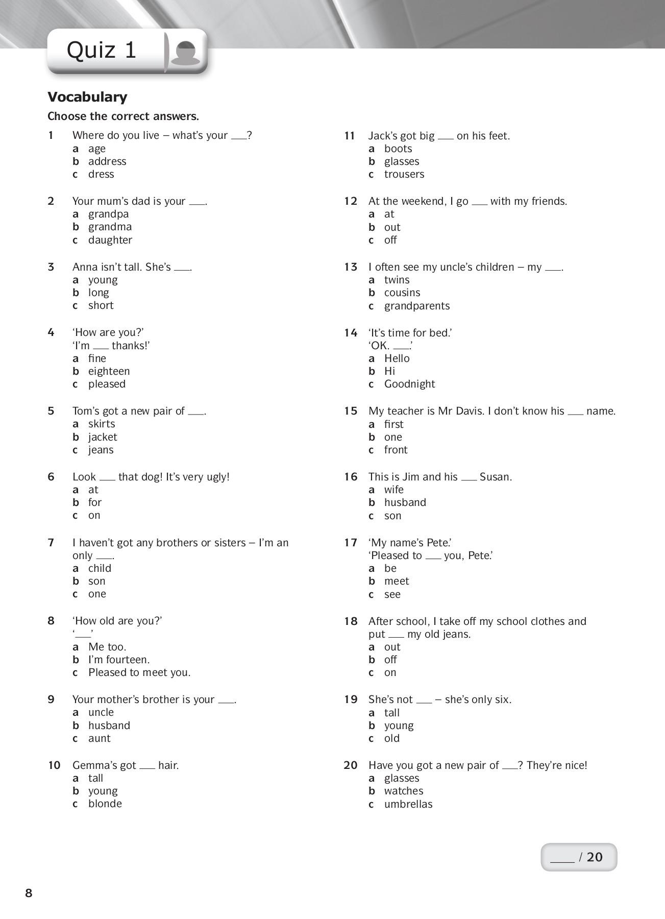 English Download Pre A1 Testbook - Hamilton House Publishers - Page 3 ...