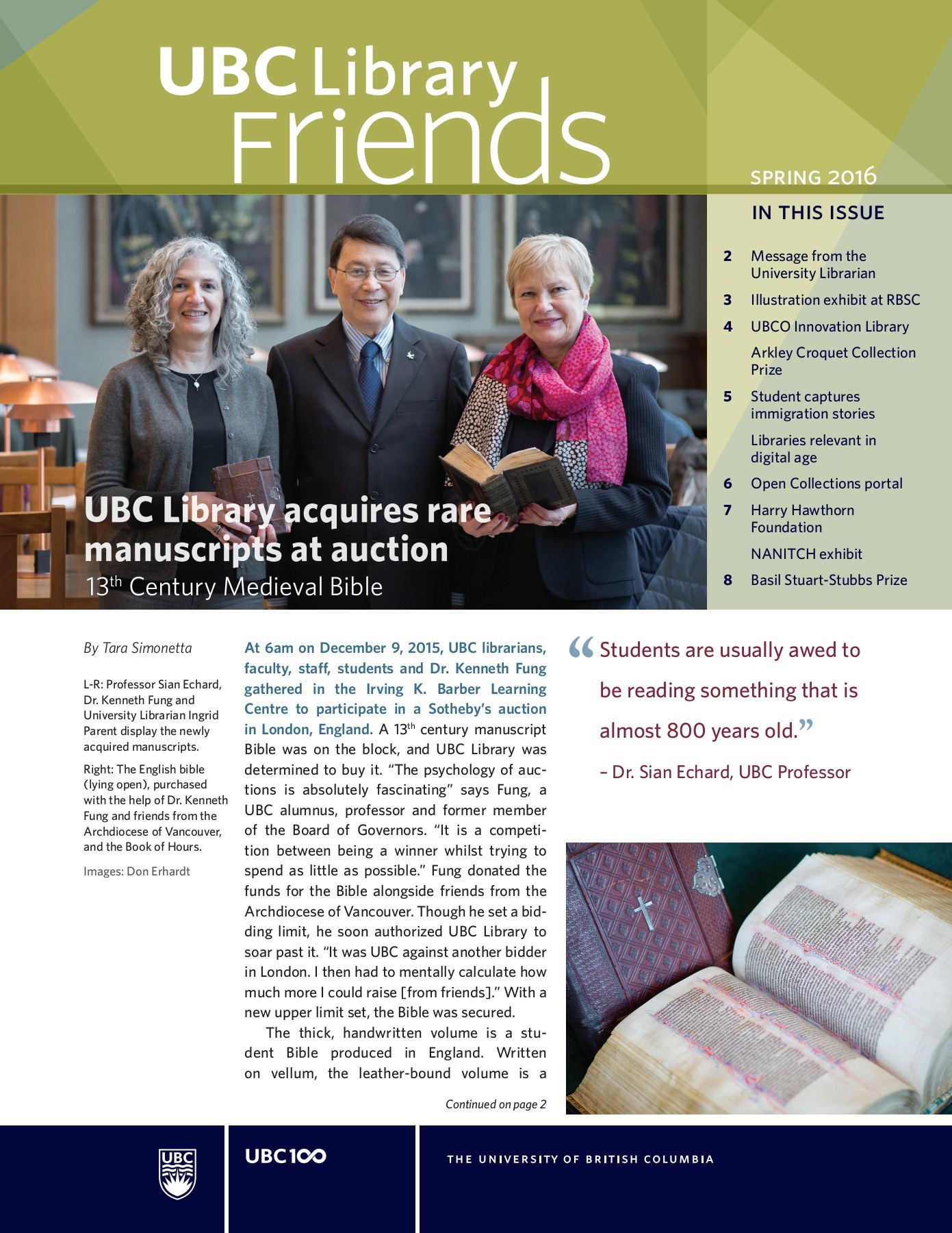 UBC Library Friends Spring 2016 newsletter - library.communications ...