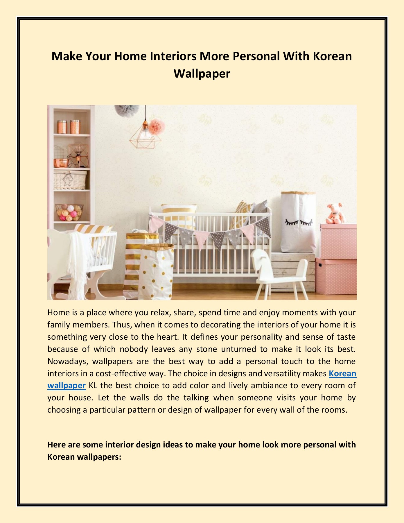 Make Your Home Interiors More Personal With Korean Wallpaper - WCD ...