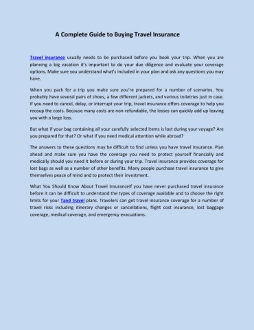 A Complete Guide to Buying Travel Insurance - Tand Travel - Page 1 - 0 ...