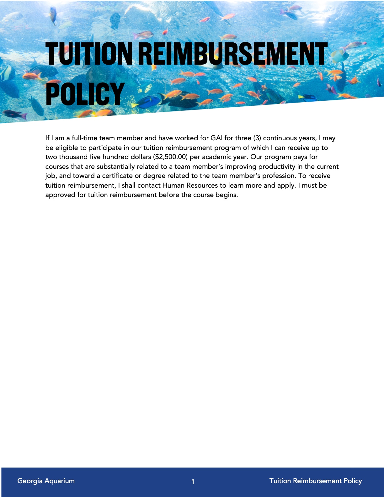 Aquapact Tuition Reimbursement Policy - Stokes Wagner - Page 1 - 1 ...