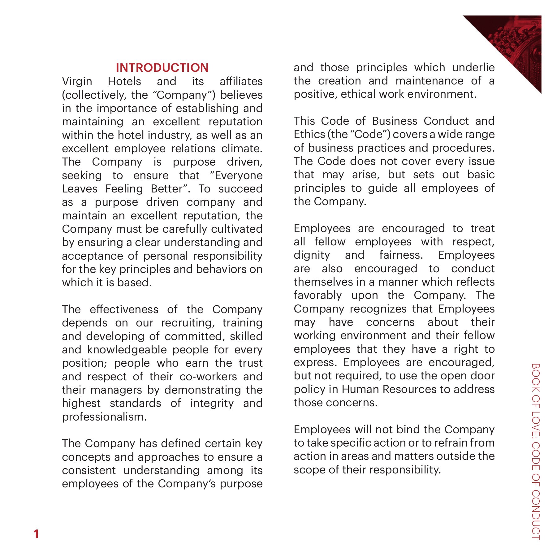 Code of Conduct - Virgin Hotel San Francisco - Stokes Wagner - Page 1 ...