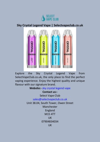 Sky Crystal Legend Vape Selectvapeclub.co