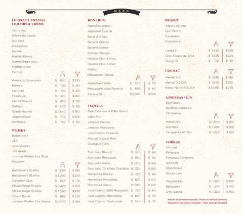 MENU BEBIDAS - DRINKS may2019 LoRes CARTA LICORES - soporteweb - Página ...