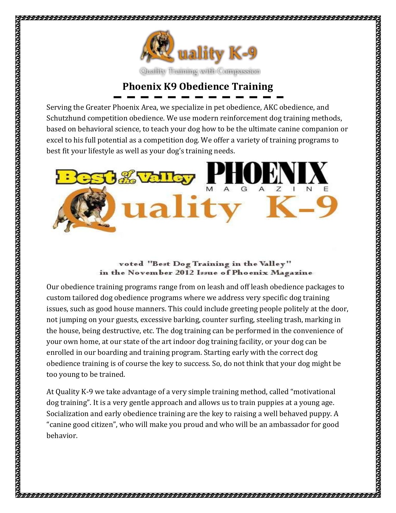 Phoenix K9 Obedience Training - qualityk9 - Page 1 | Flip PDF Online | PubHTML5