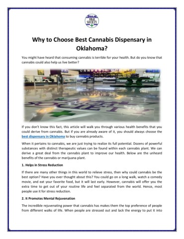 Why to Choose Best Cannabis Dispensary in Oklahoma?