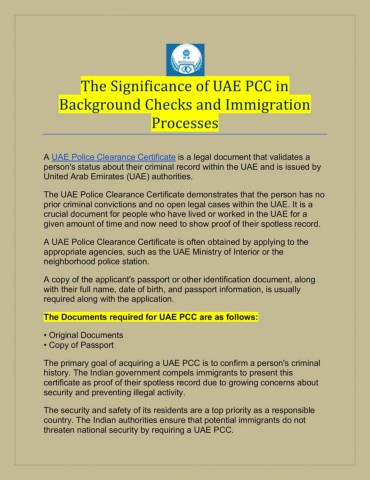 The Significance of UAE PCC in Background Checks and Immigration ...