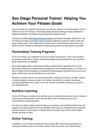 San Diego Personal Trainer_ Helping You Achieve Your Fitness Goals