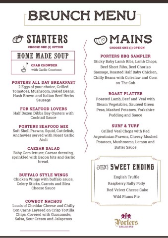 Porters Brunch Menu - Grand Millennium Al Wahda Abu Dhabi - Page 1 - 1 ...